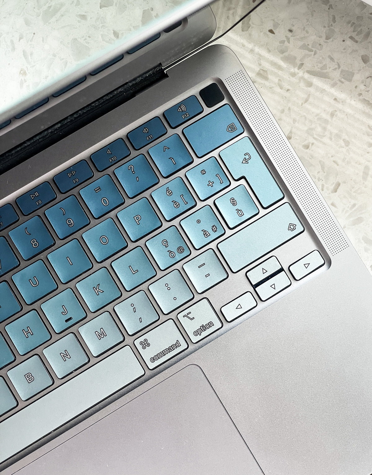 Metallic Blue Ombre Laptop Keyboard Stickers | Keyshorts