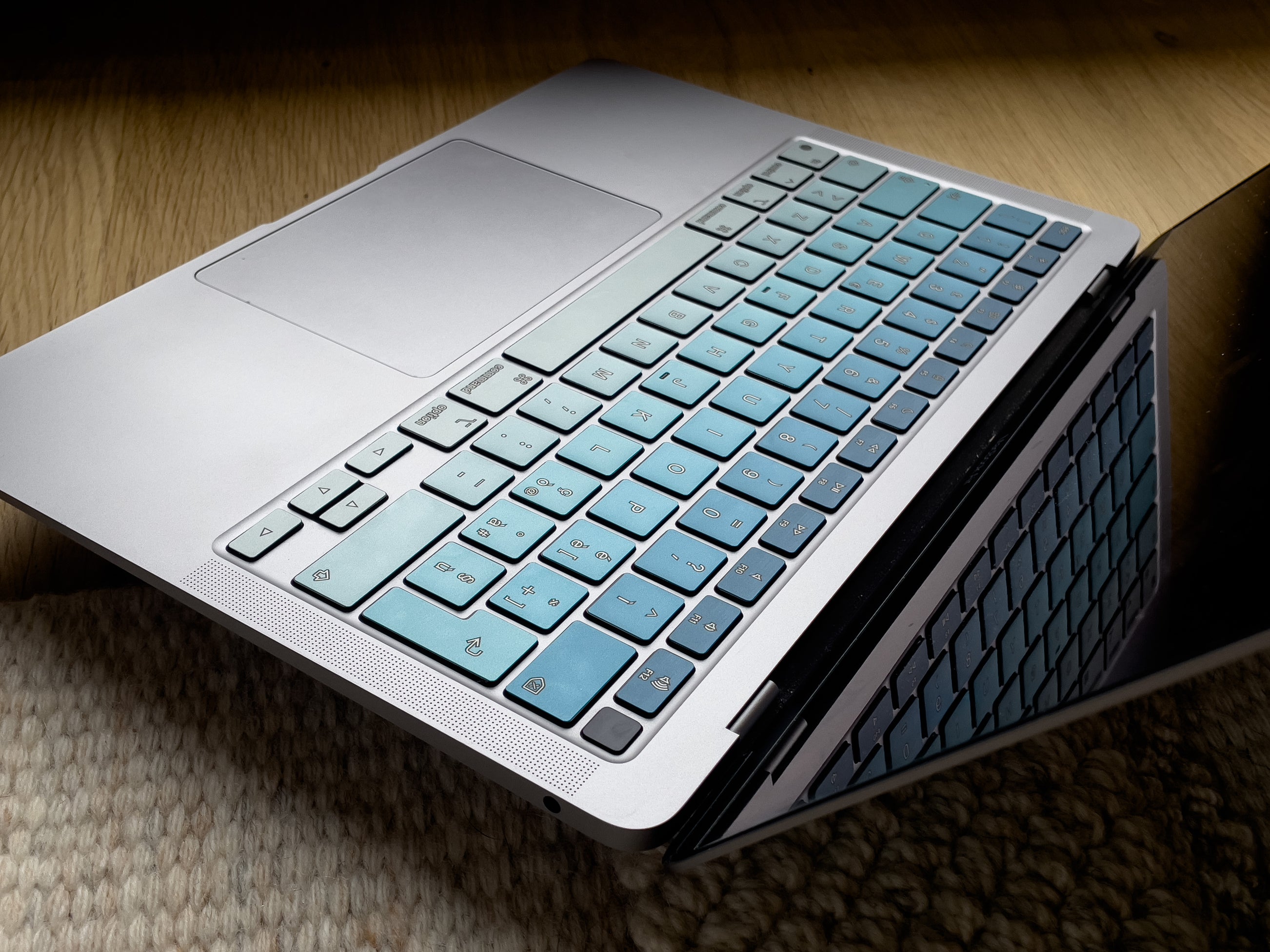 Metallic Blue Ombre Laptop Keyboard Stickers | Keyshorts