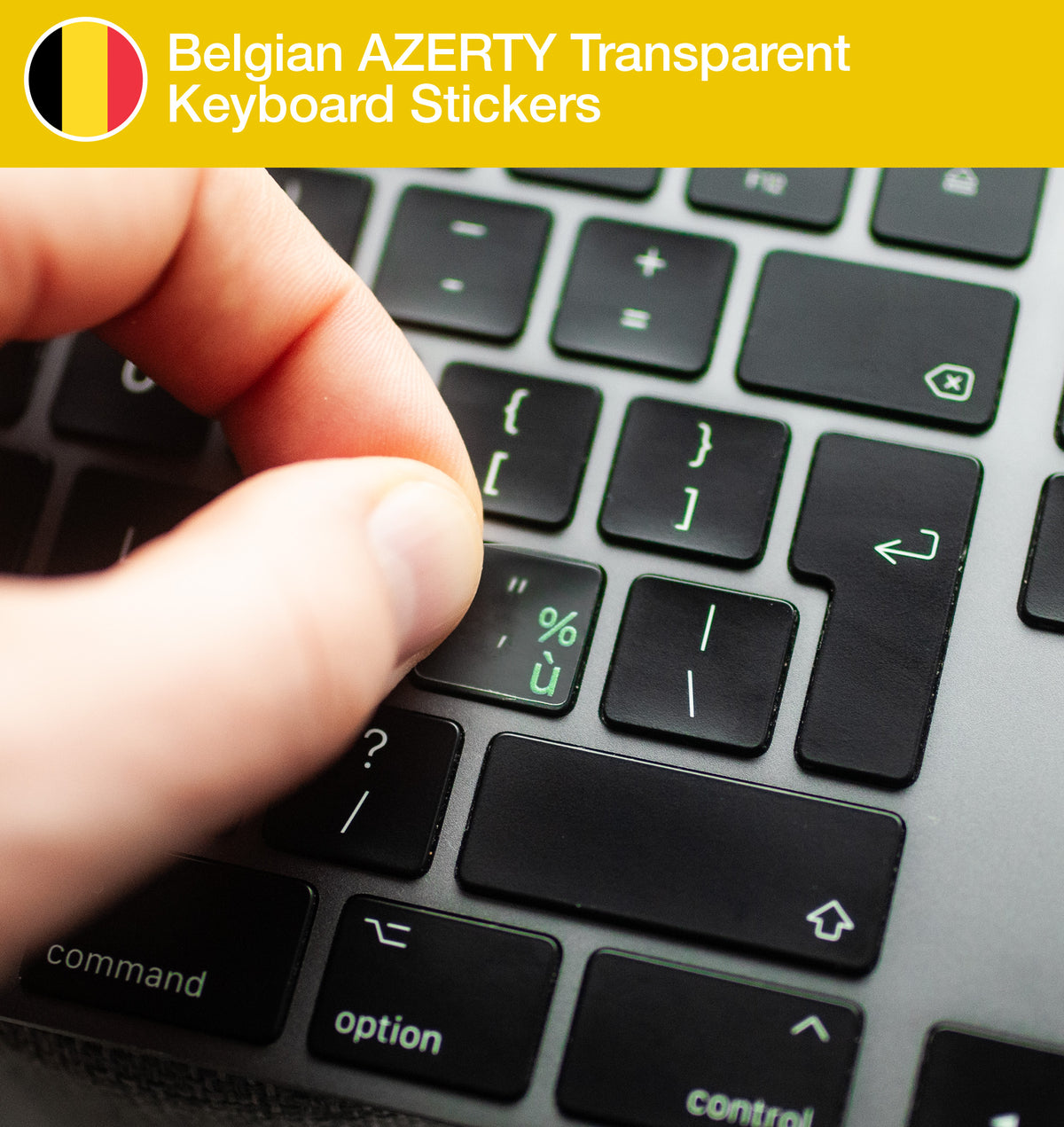 Belgian AZERTY Keyboard Stickers with Transparent Background • Keyshorts