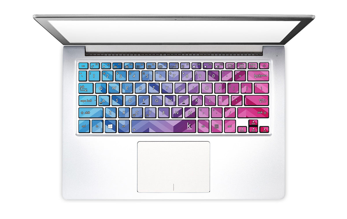 Blue Pink Chevrons Laptop Keyboard Stickers • Keyshorts