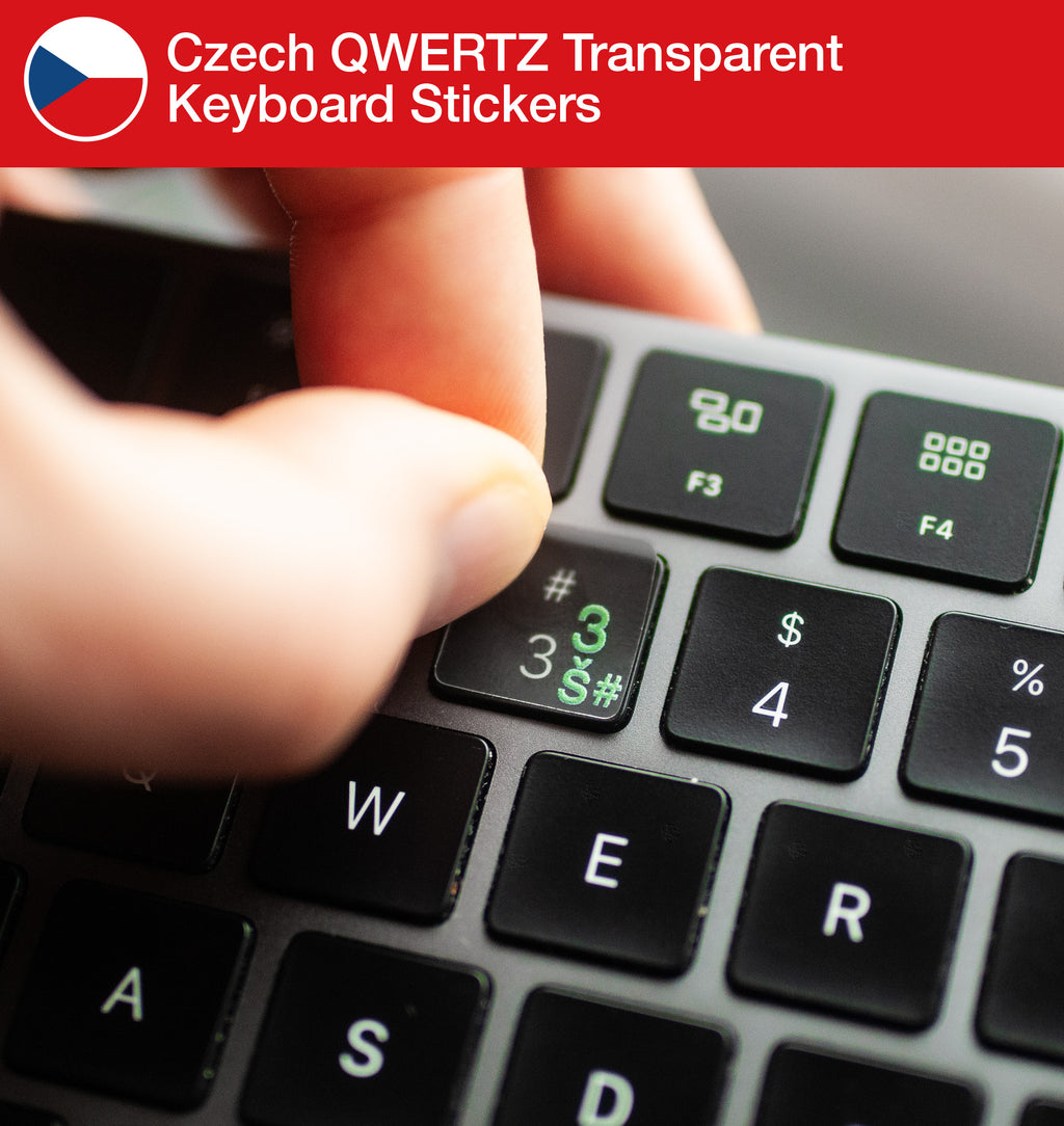 Czech (QWERTZ) Transparent Keyboard Stickers • Keyshorts