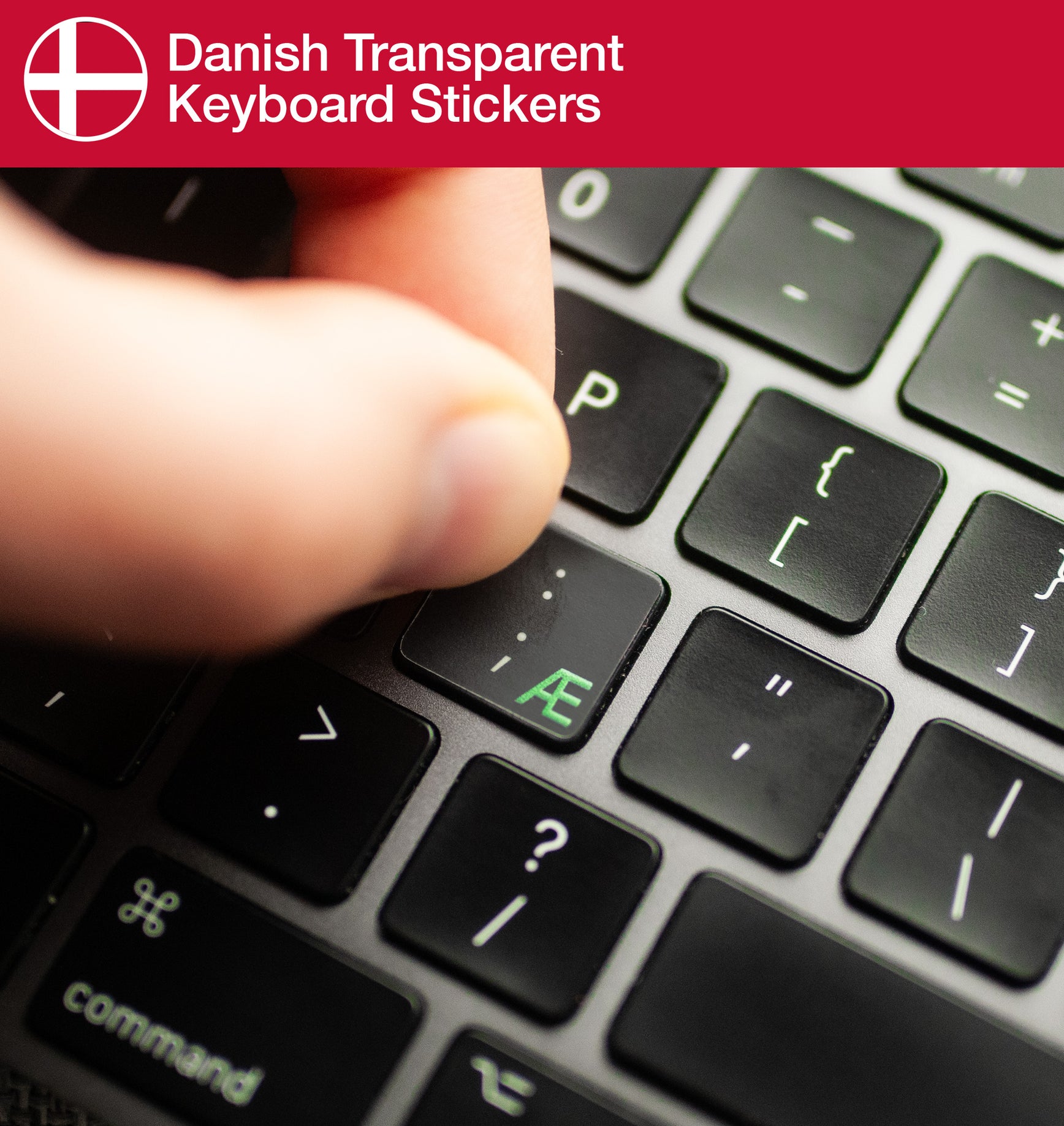 Danish Transparent Keyboard Stickers • Keyshorts