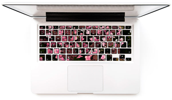 Dark Pink Hydrangeas MacBook Keyboard Stickers | Keyshorts