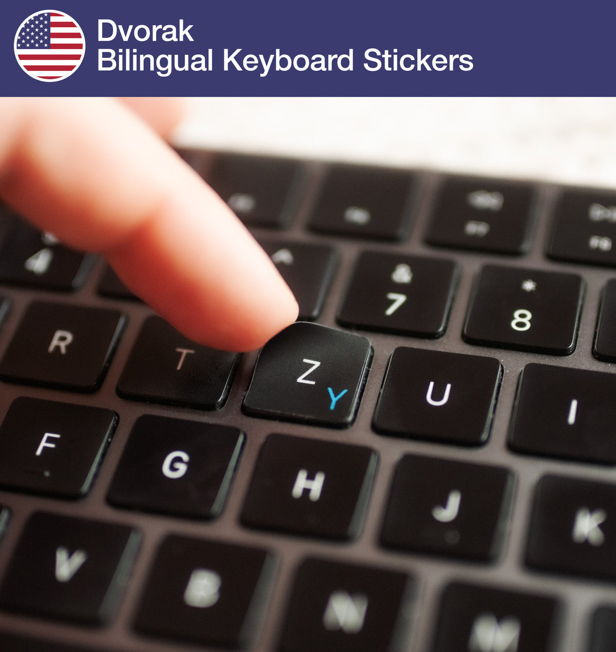 Dvorak Bilingual Keyboard Sticker for Mac and PC • Keyshorts
