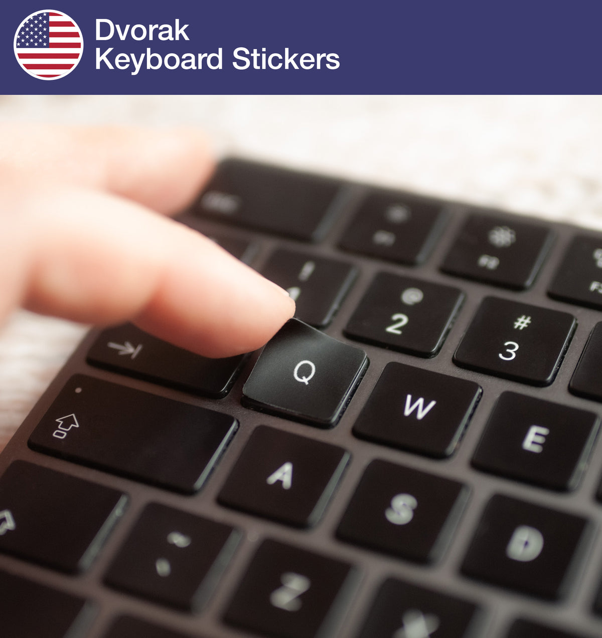 Dvorak Keyboard Stickers • Keyshorts