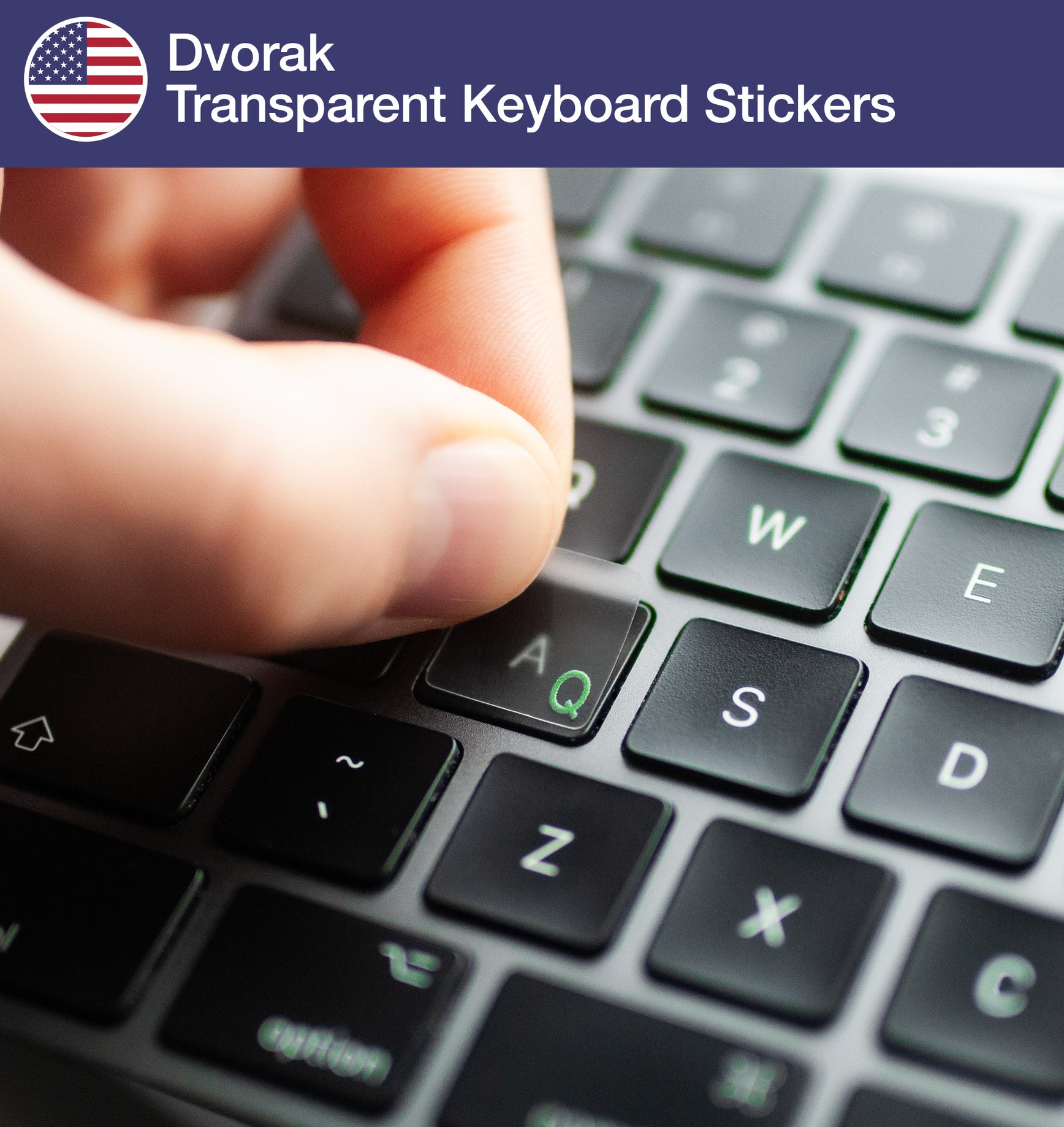 Dvorak Keyboard Stickers with Transparent Background • Keyshorts