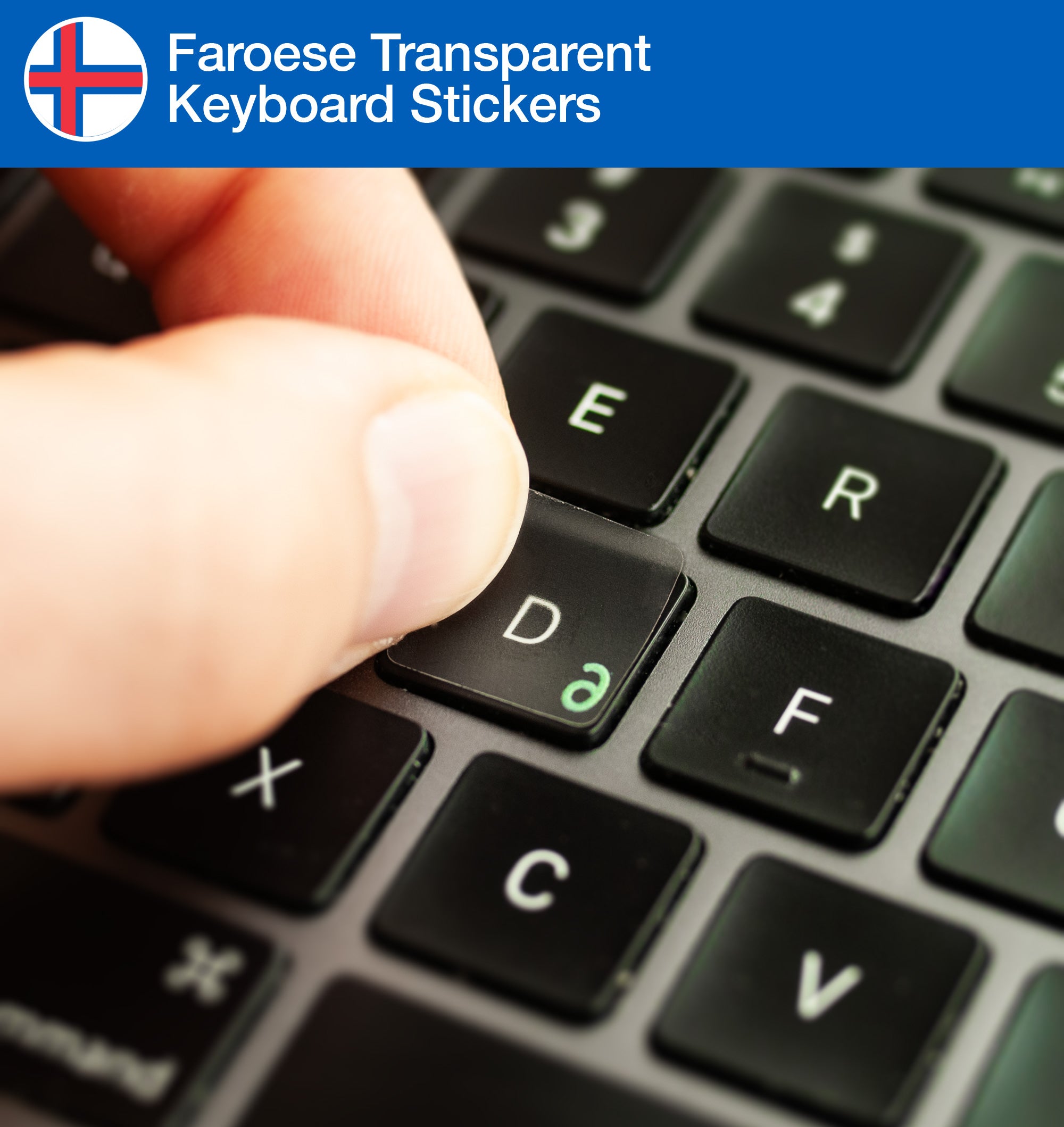 Faroese Keyboard Stickers with Transparent Background • Keyshorts