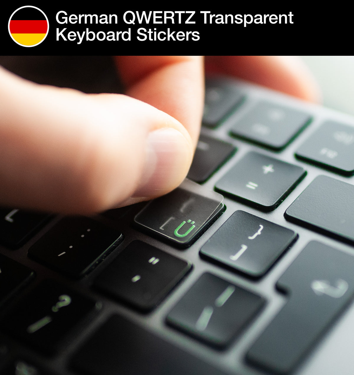 German QWERTZ Keyboard Stickers with Transparent Background • Keyshorts