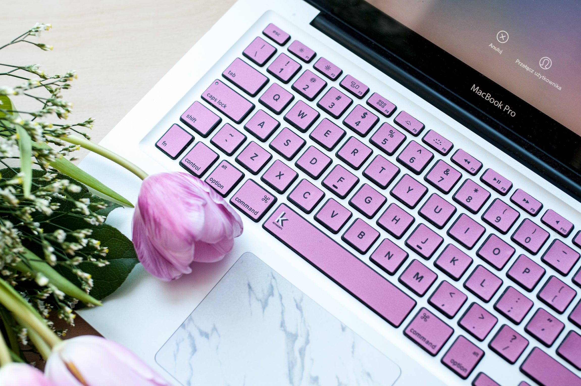 Ghost Pink Laptop Keyboard Stickers (Black Letters, Not Backlight Frie ...