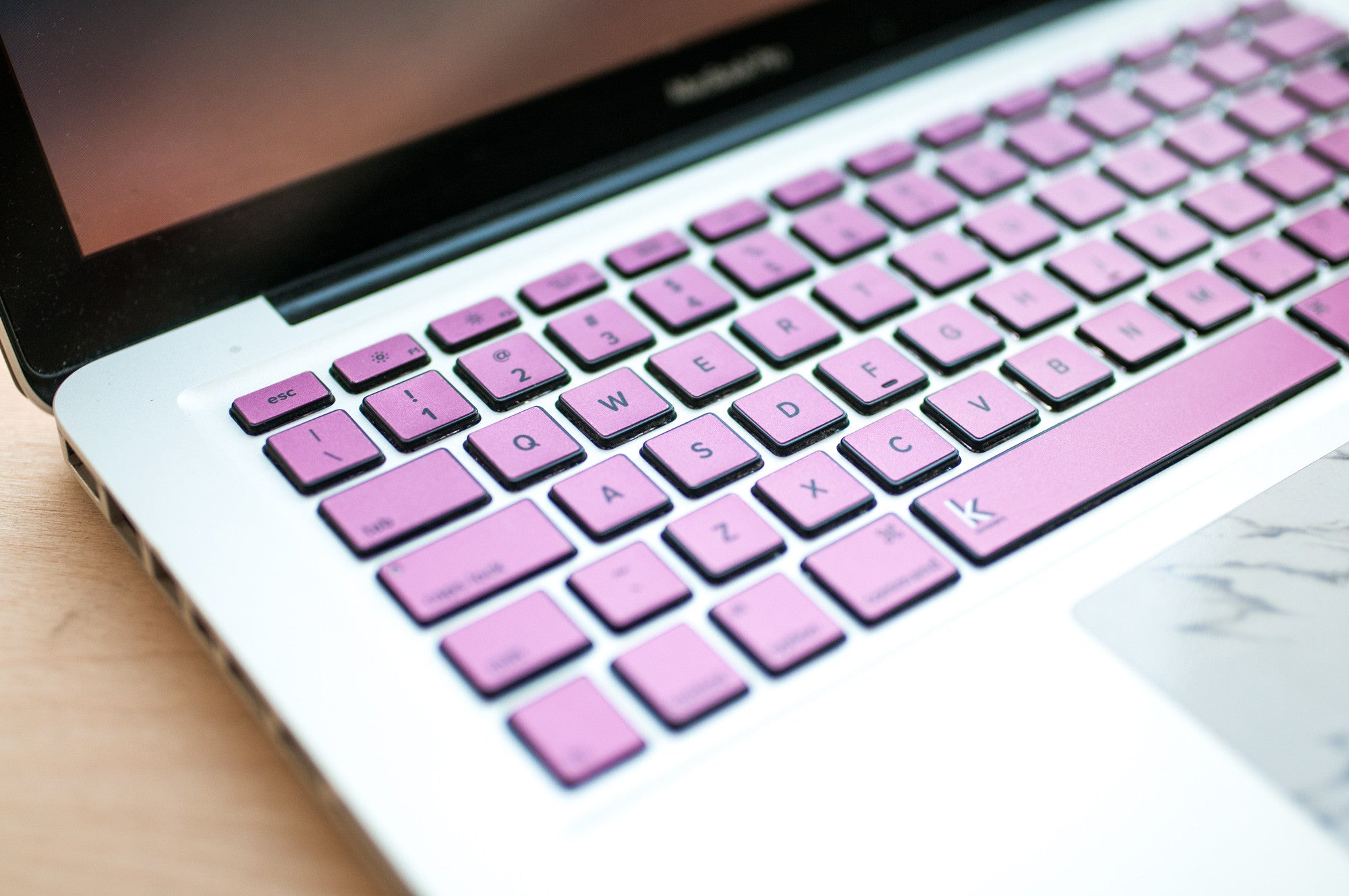 Metallic Ghost Pink MacBook Keyboard Stickers • Keyshorts