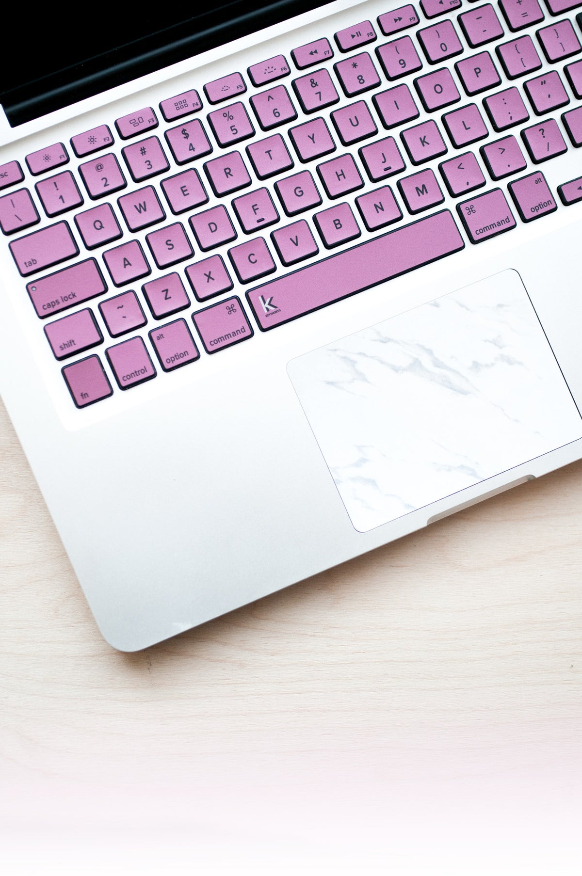 Metallic Ghost Pink MacBook Keyboard Stickers • Keyshorts