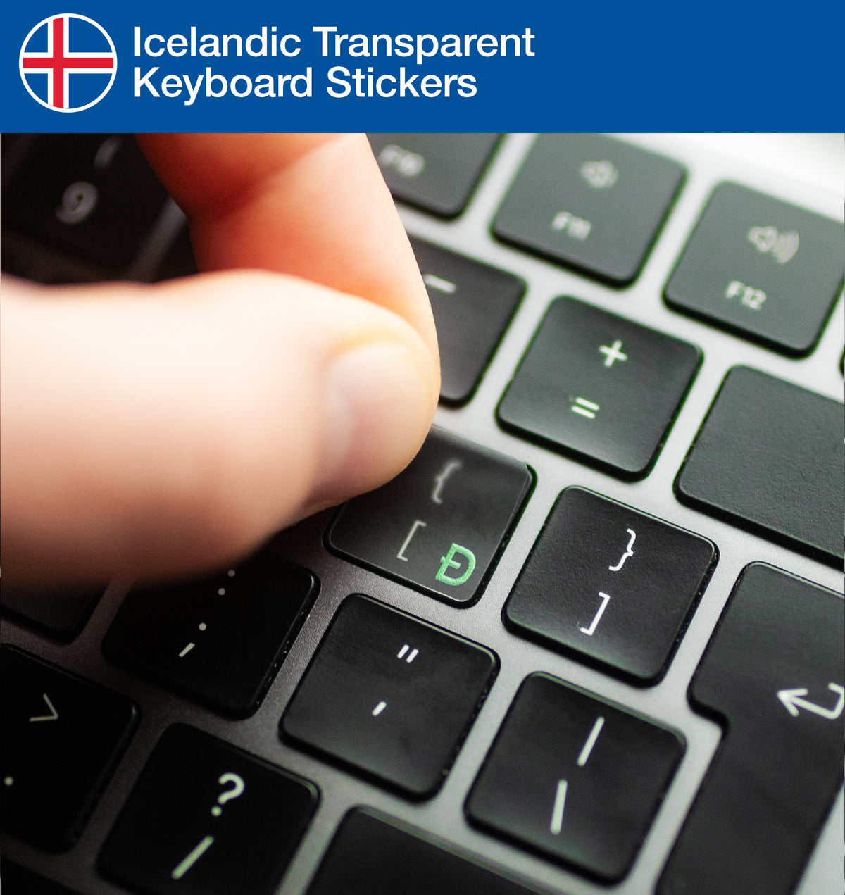 Icelandic Transparent Keyboard Stickers Collection • Keyshorts