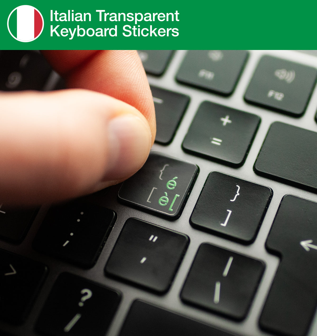 Italian Transparent Keyboard Stickers • Keyshorts