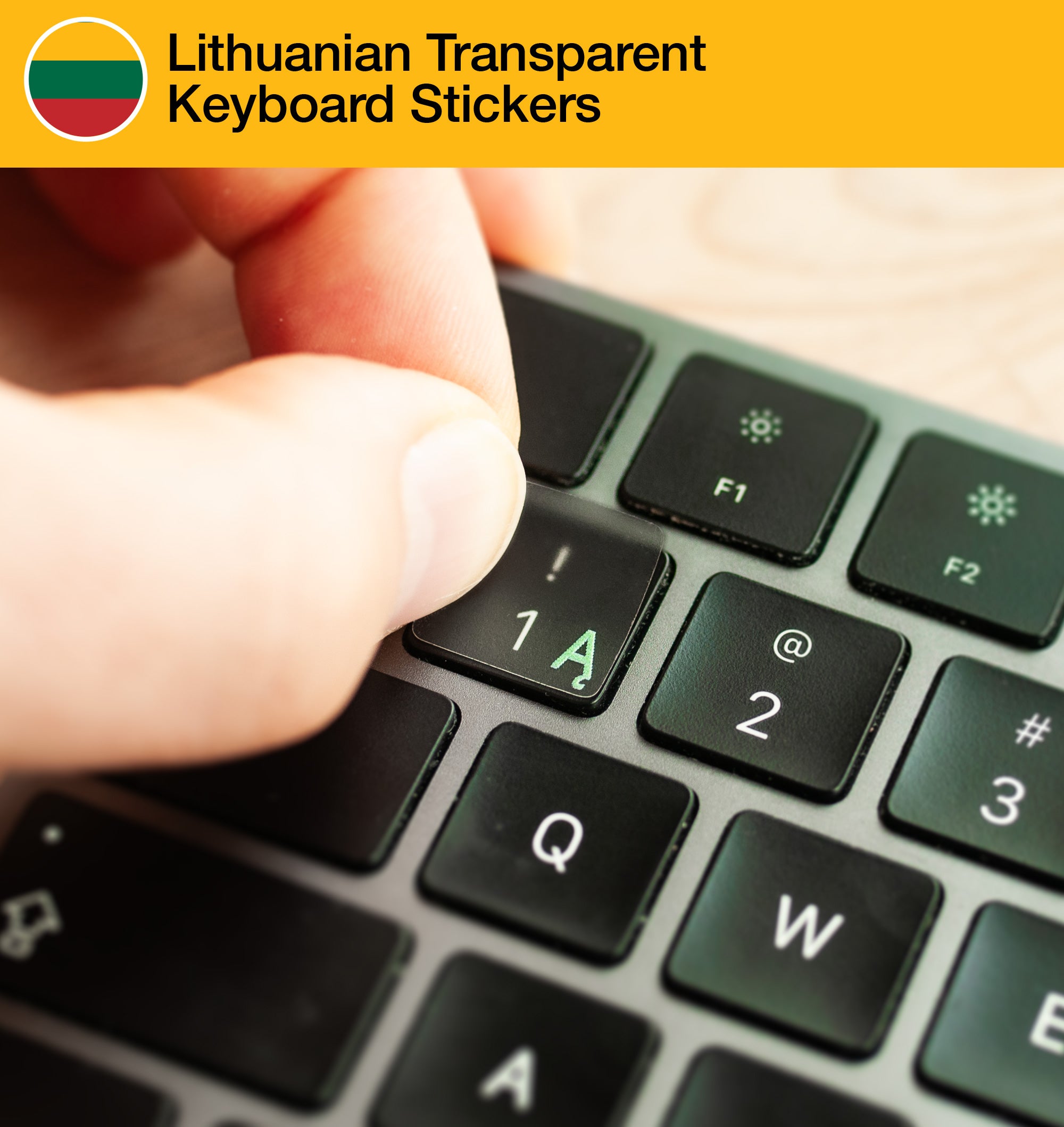 Lithuanian Keyboard Stickers with Transparent Background • Keyshorts