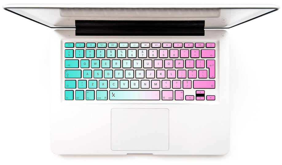 Mint Pink Ombre MacBook Keyboard Stickers | Keyshorts