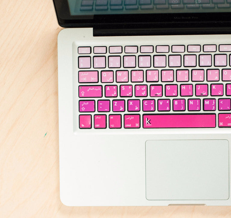 Pink Ombre MacBook Keyboard Stickers • Keyshorts