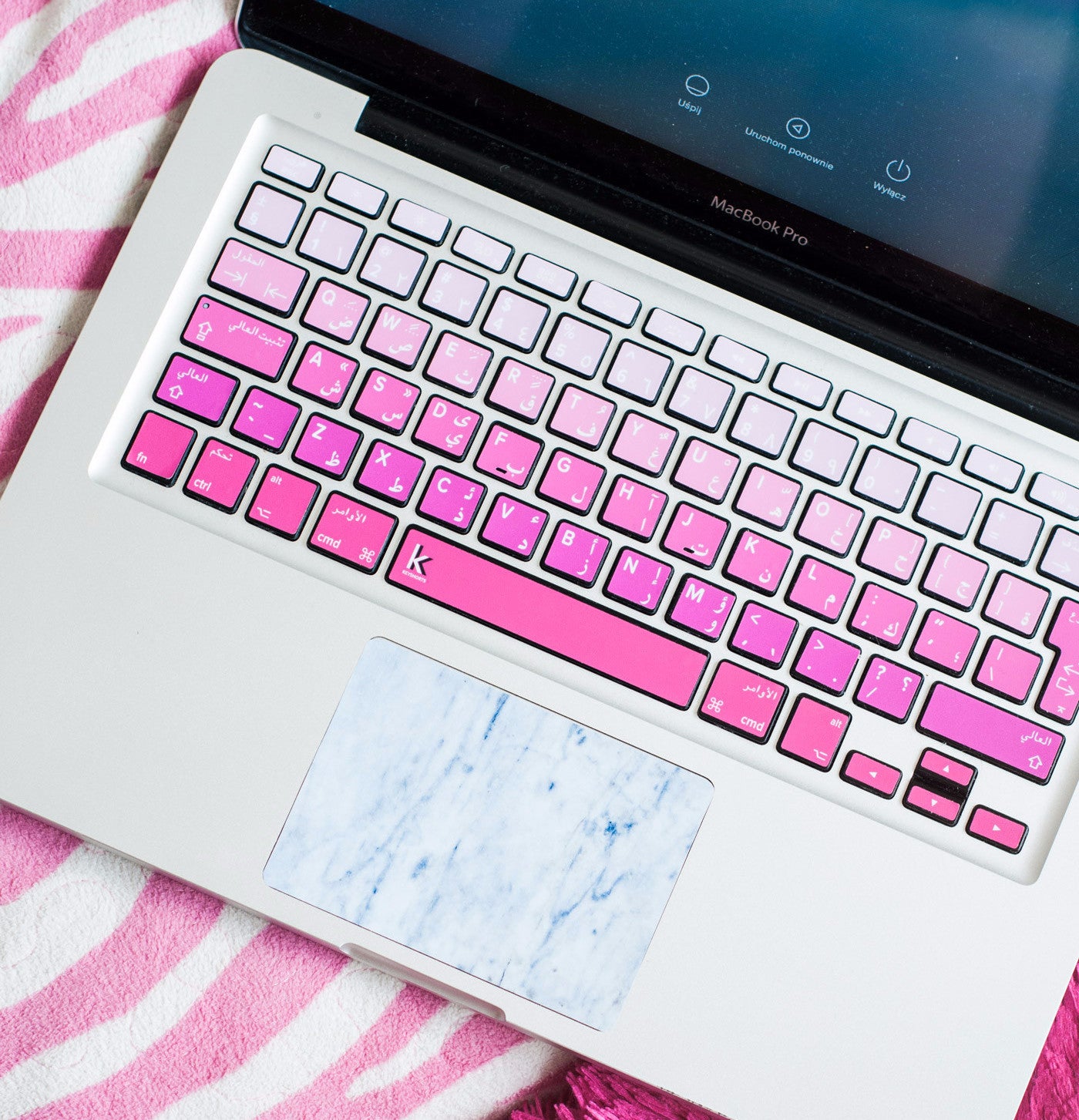 Pink Ombre MacBook Keyboard Stickers • Keyshorts