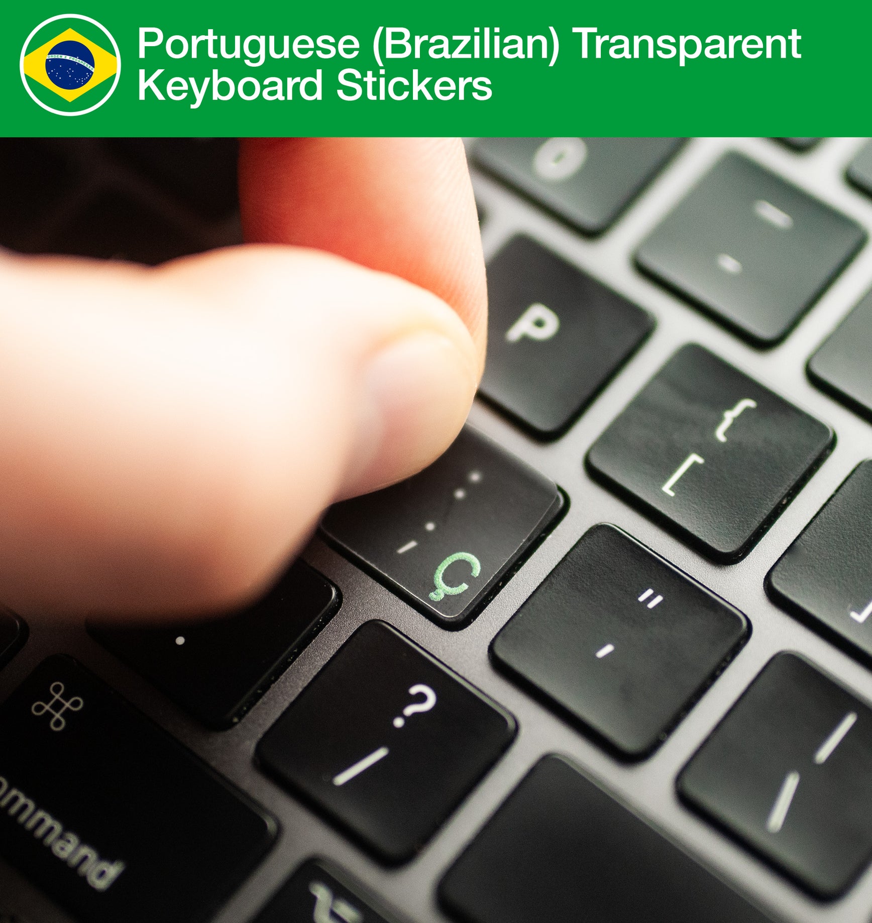 Portuguese (Brazilian) Transparent Keyboard Stickers • Keyshorts