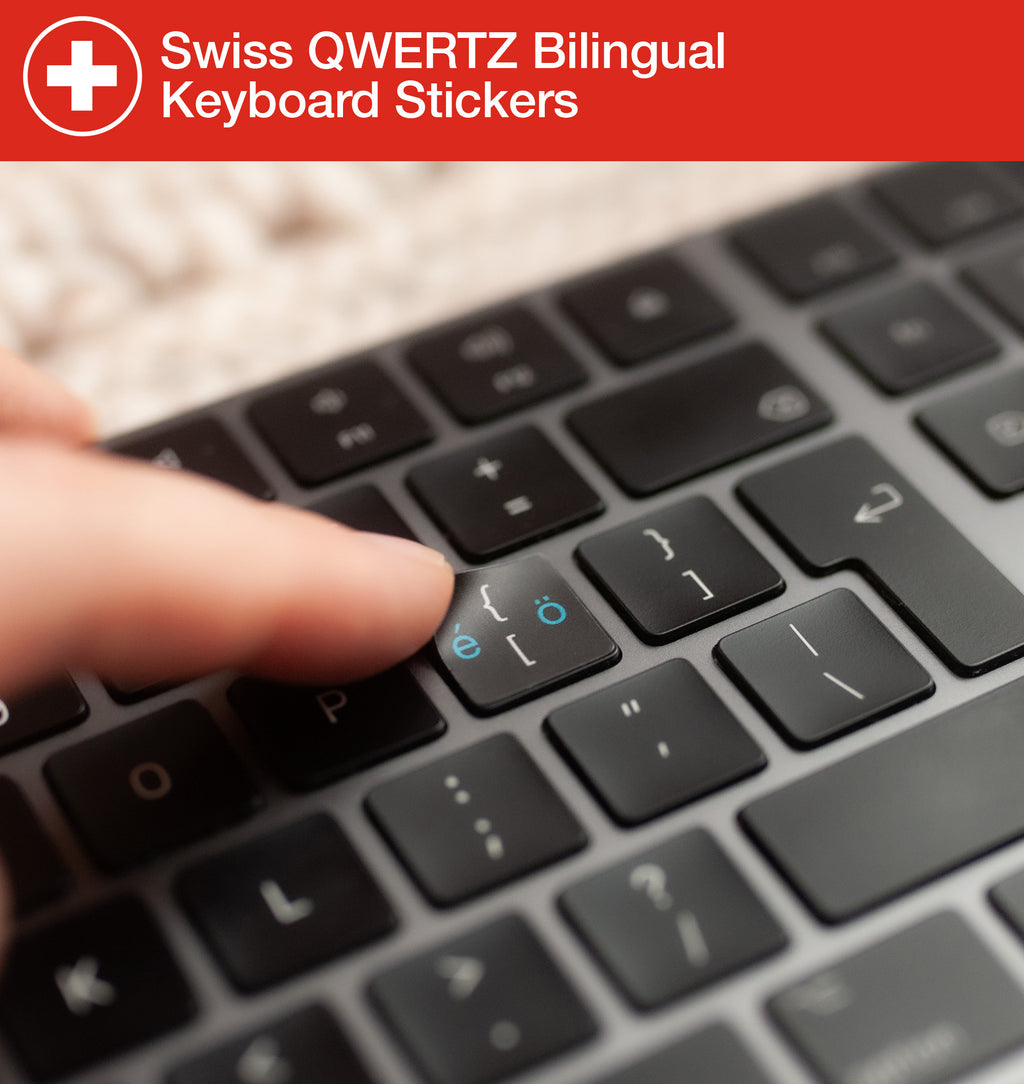 Swiss Bilingual Keyboard Stickers, 100+ Languages • Keyshorts