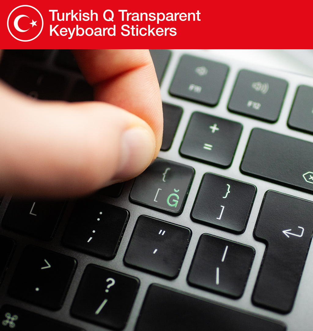 Turkish Q Transparent Keyboard Stickers • Keyshorts