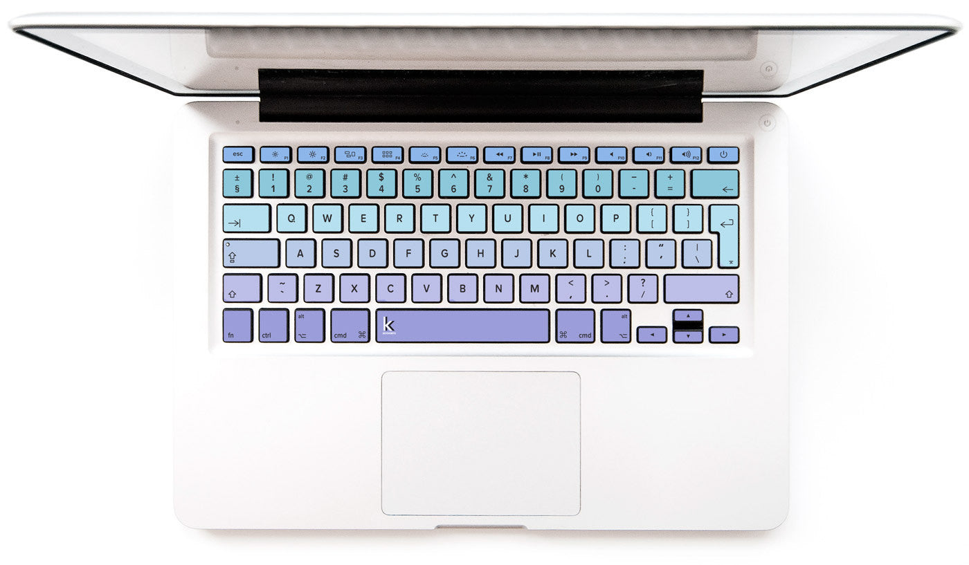 Violet Blue Ombre MacBook Keyboard Stickers • Keyshorts