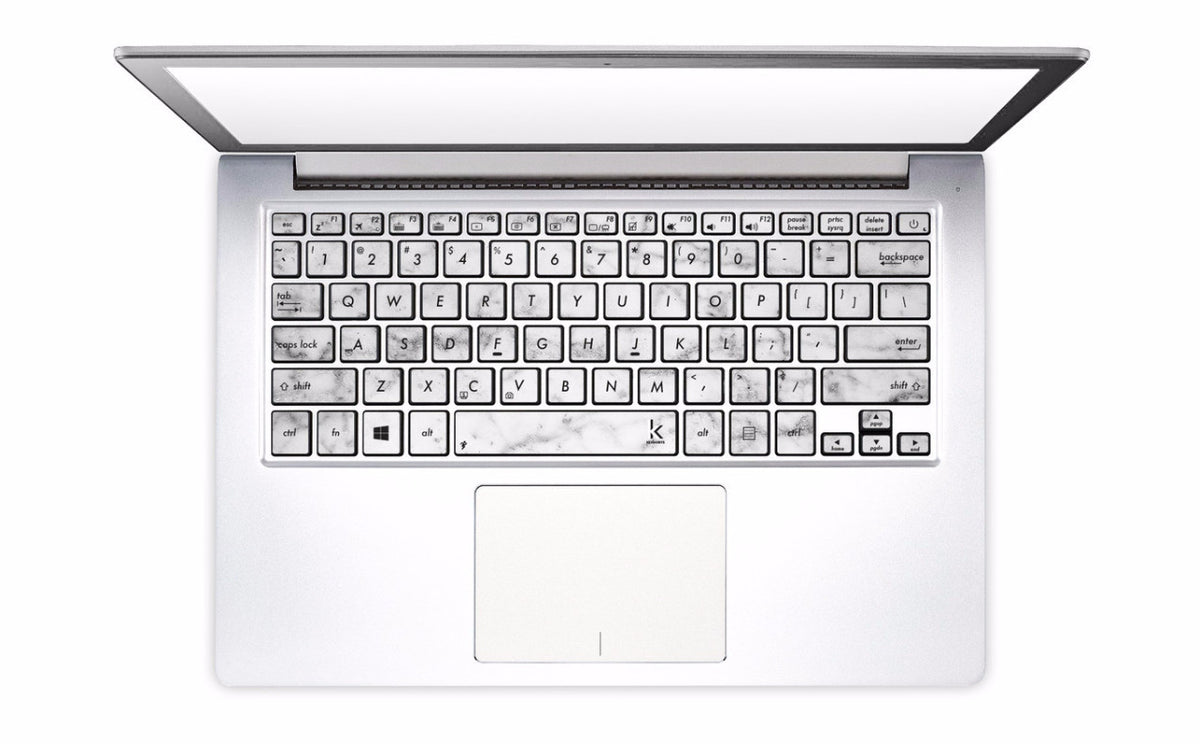 White Marble Strong Laptop Keyboard Stickers • Keyshorts