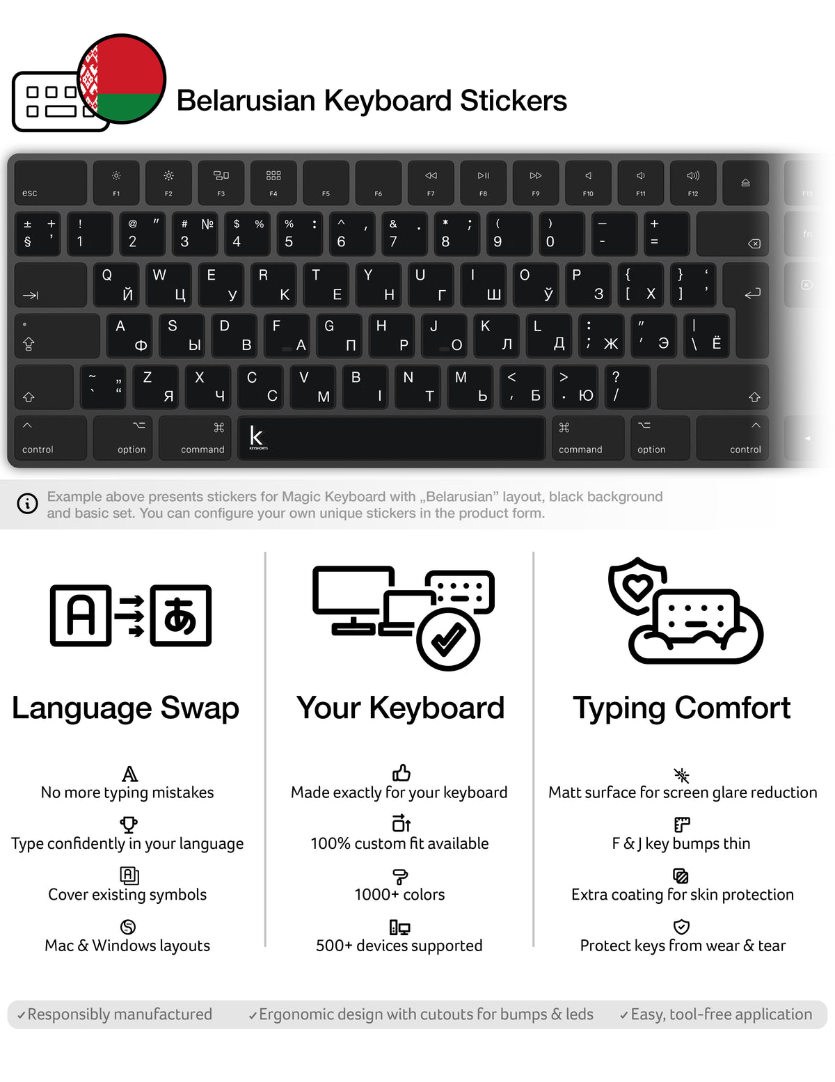 Belarusian Keyboard Stickers • Keyshorts