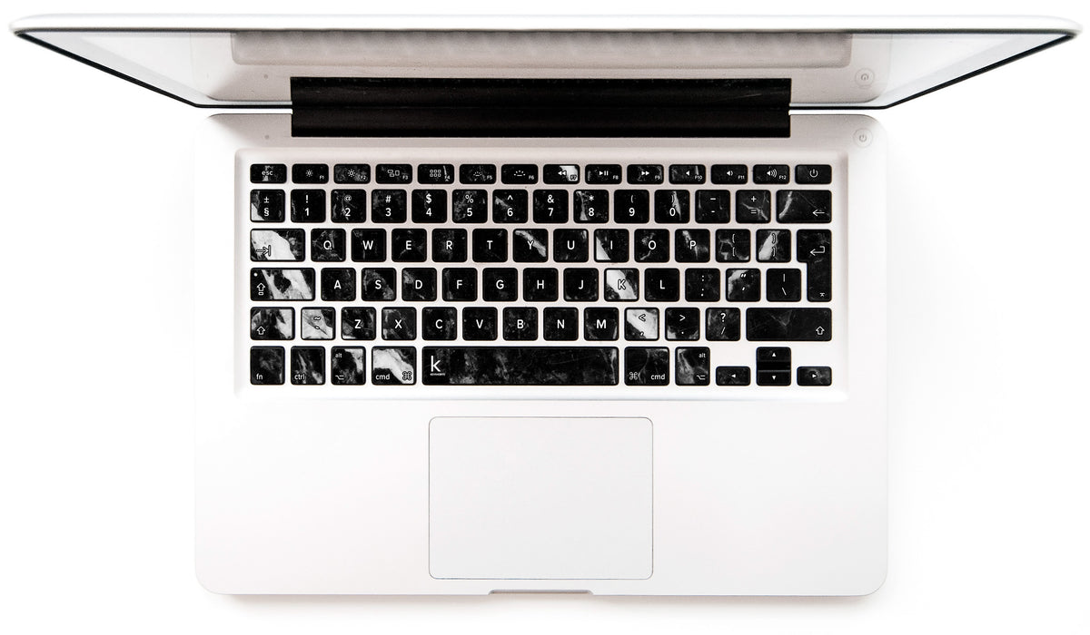 Black Marble 2 MacBook Keyboard Stickers | Keyshorts