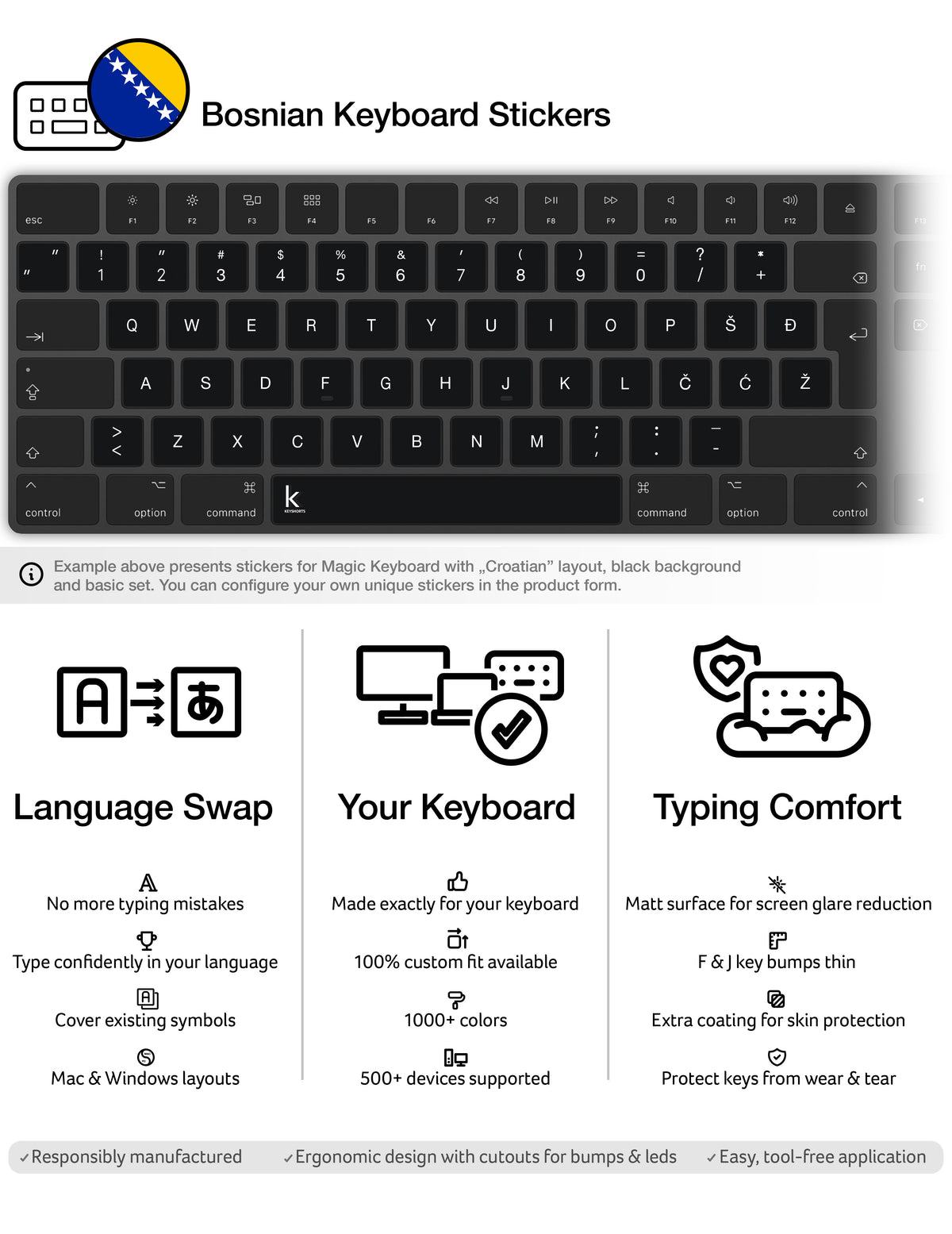 Bosnian Keyboard Stickers • Keyshorts