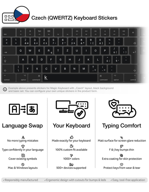 Czech (QWERTZ) Keyboard Stickers • Keyshorts