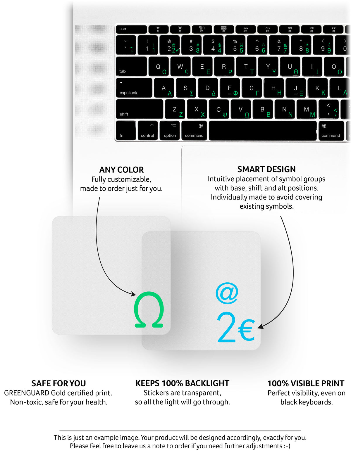 Greek Transparent Keyboard Stickers | Keyshorts