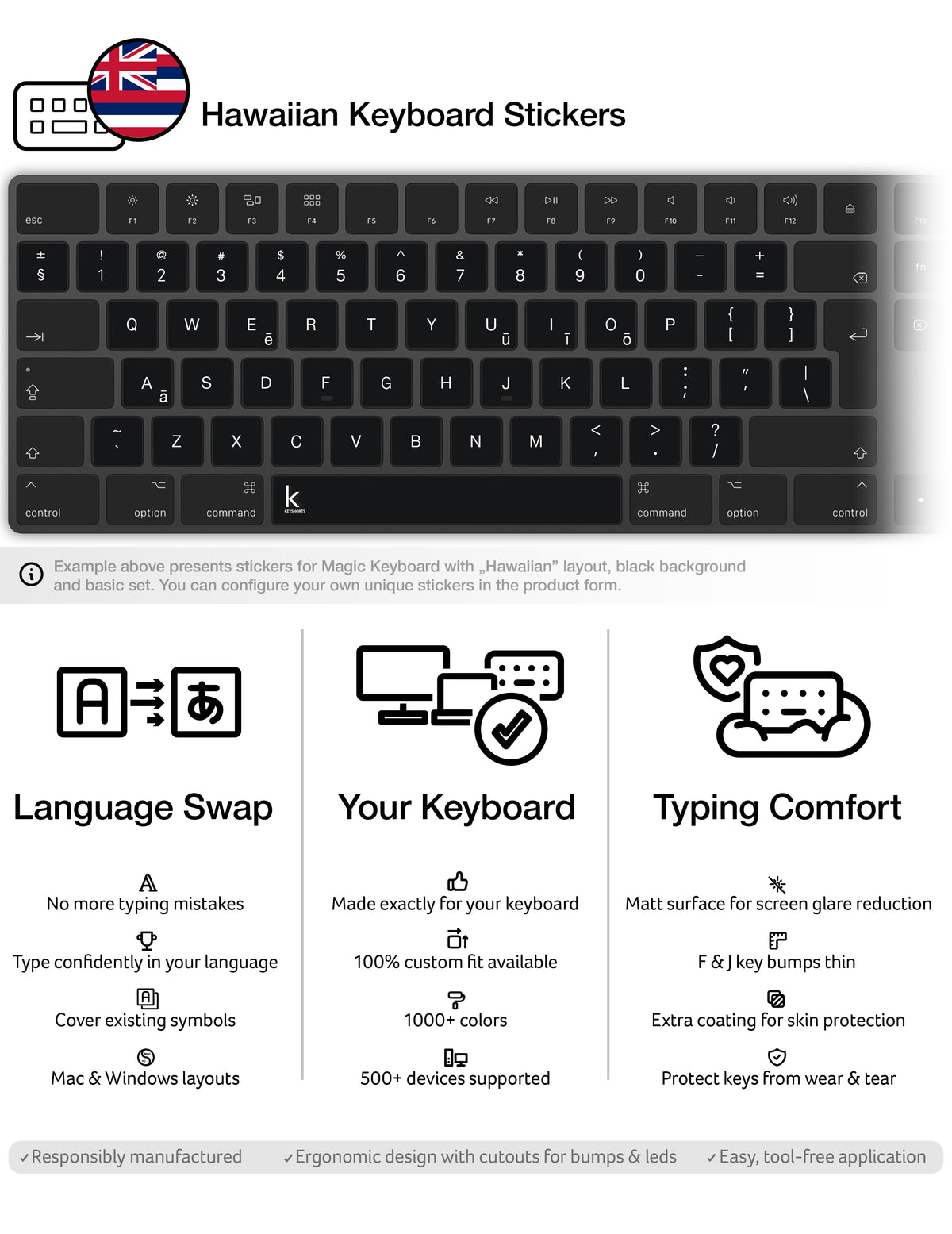 Hawaiian Keyboard Stickers • Keyshorts