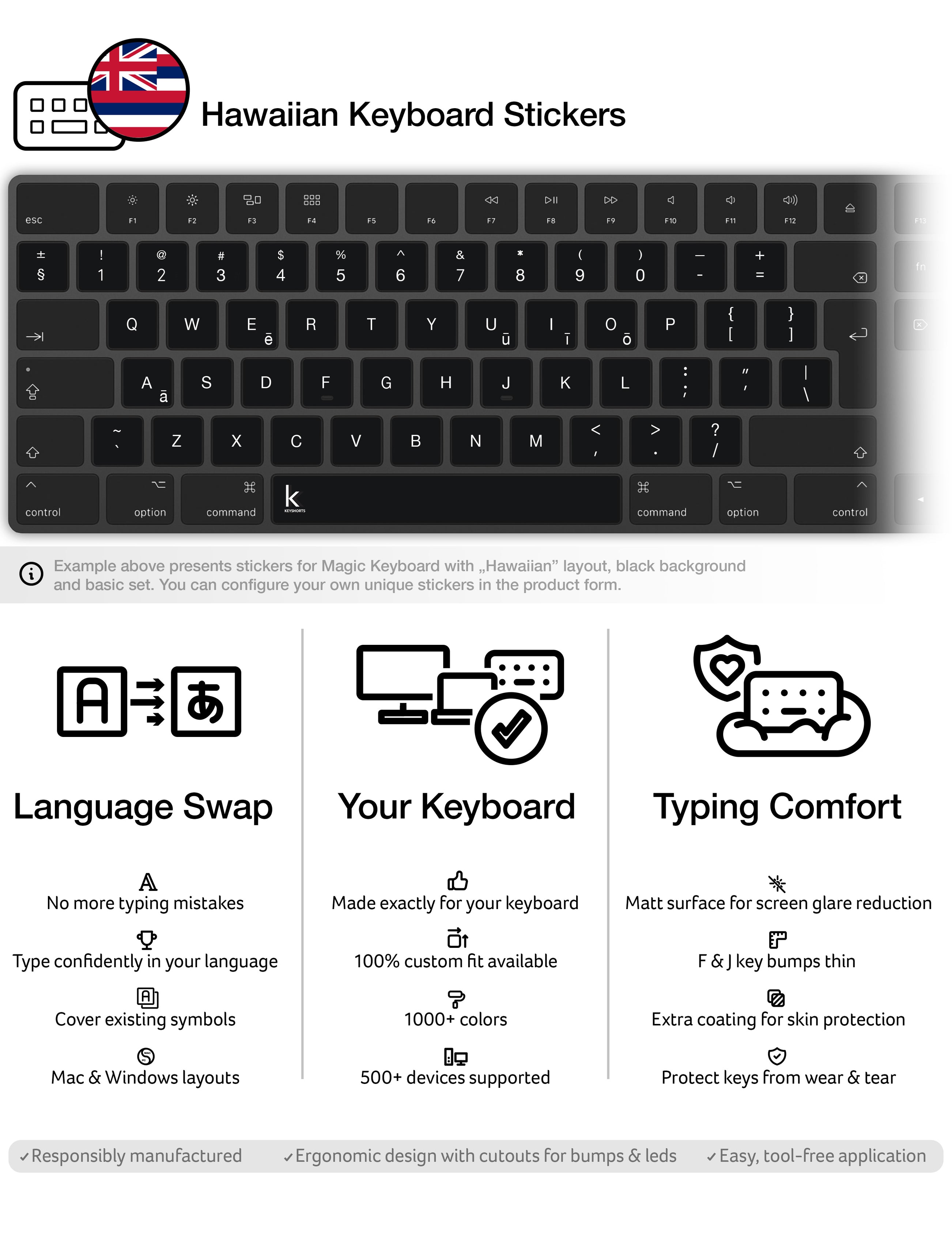 Hawaiian Keyboard Stickers | Keyshorts