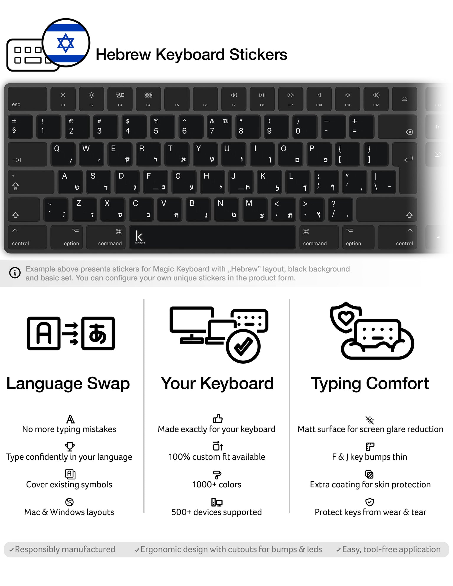 Hebrew Keyboard Stickers | Keyshorts
