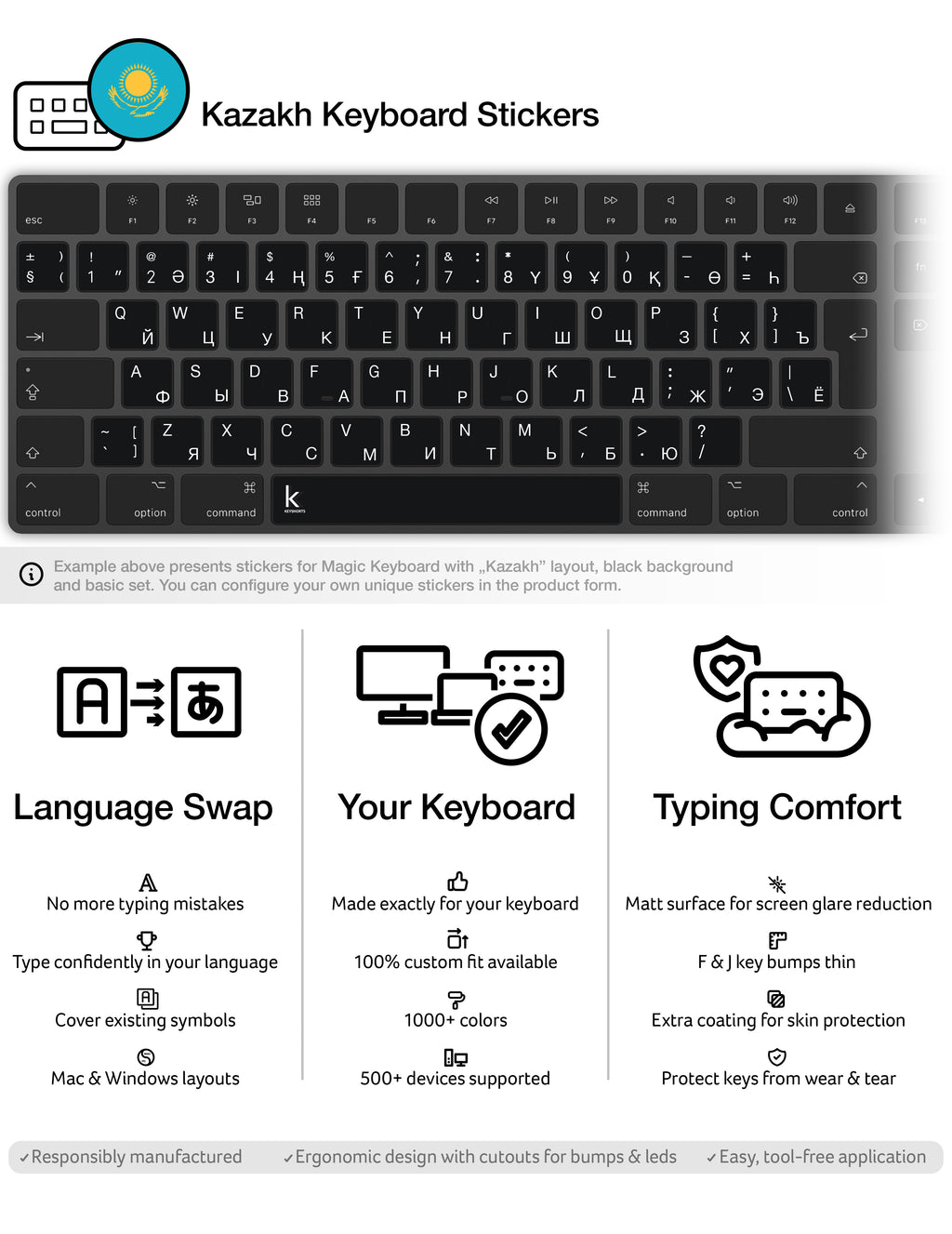 Kazakh Keyboard Stickers • Keyshorts