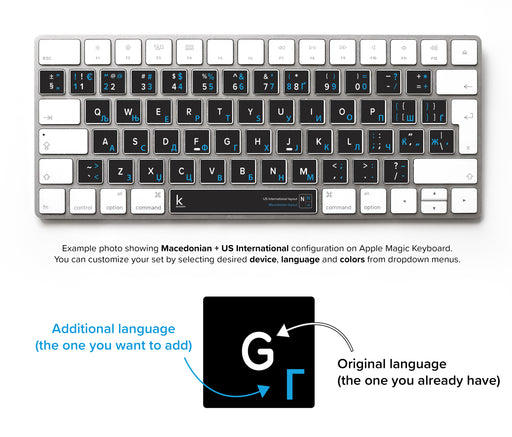 Macedonian Bilingual Keyboard Stickers for Mac and PC | Keyshorts
