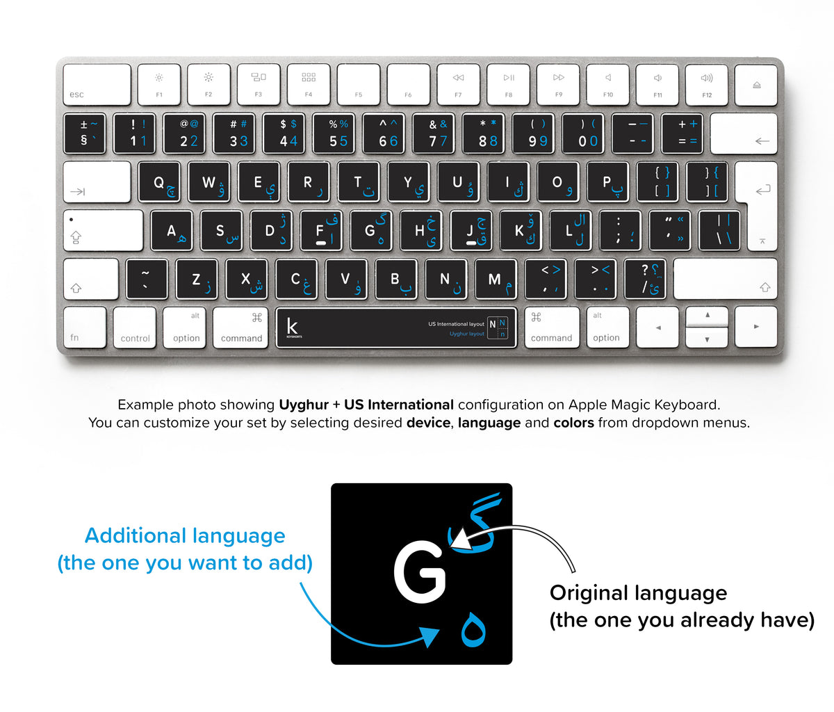 Uyghur Bilingual Keyboard Stickers | Keyshorts